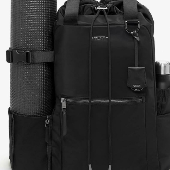 Tumi | Bags | Tumi Fern Drawstring Gunmetal Nylon Backpack Black Wear ...